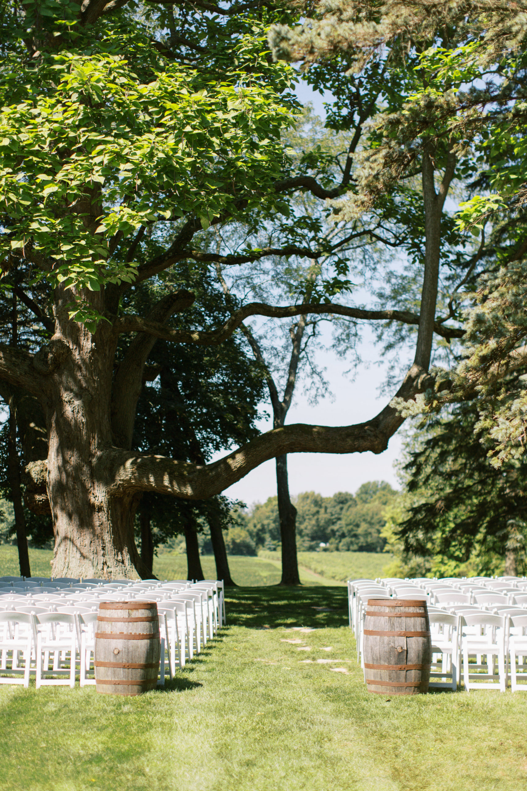 Outdoor Ceremony Space - Hidden Vineyard Wedding Barn